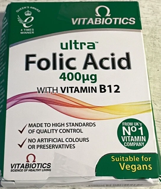 VITABIOTICS ULTRA FOLIC Acid Tablets 400 mcg Vitamin B9 with Vitamin ...