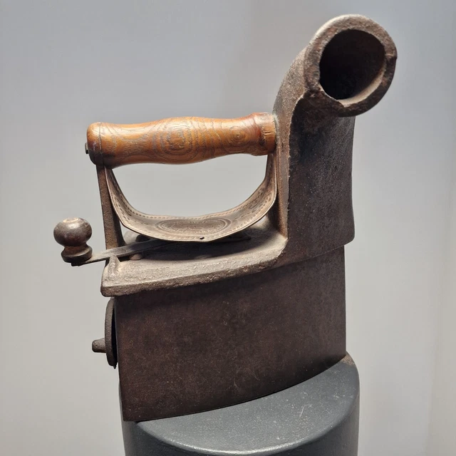 FER À REPASSER à braise à cheminée, poignée en bois, protège main à ...