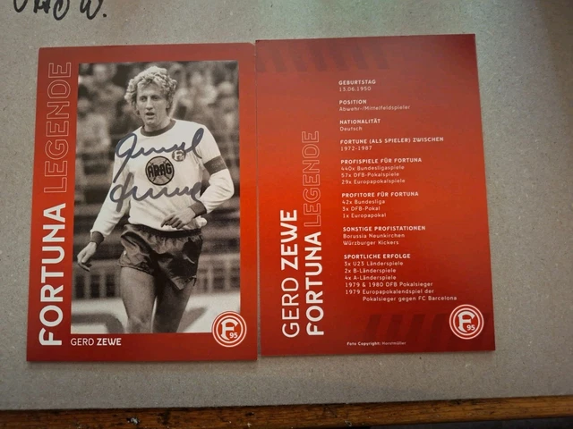 AUTOGRAMMKARTE GERD ZEWE Fortuna Düsseldorf 2025/26 25/26 DFB EM WM ...