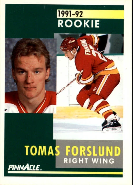 1991-92 PINNACLE CALGARY Flames carte de hockey #333 Tomas Forslund ...