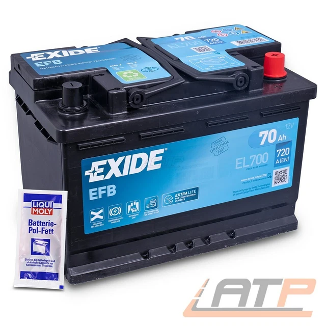 EXIDE AUTOBATTERIE 12V 70Ah STARTERBATTERIE 720A EL700 EFB START STOPP ...