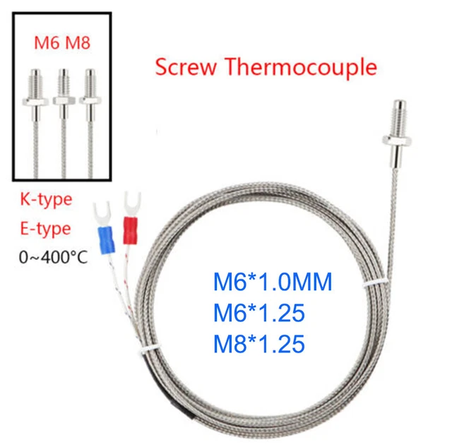 M6 M8 THREADED K-type E-type Thermocouple Temperature Sensor Probe 0.2m-5m Cable £3.12 - PicClick UK