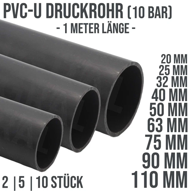 PVC-U PVC KLEBE Fittings Rohr Druckrohr PN 10 bar 20 - 110 mm - 2 5 10 ...