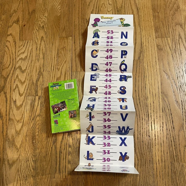 BARNEY ALPHABET ZOO VHS w/ ABC Growth Chart - White Tape - Kid Sing ...