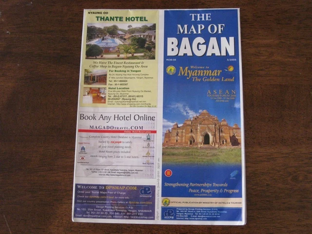 THE MAP OF Bagan Myanmar Golden Land Tourist Hotel Advertising 2005 £7. ...