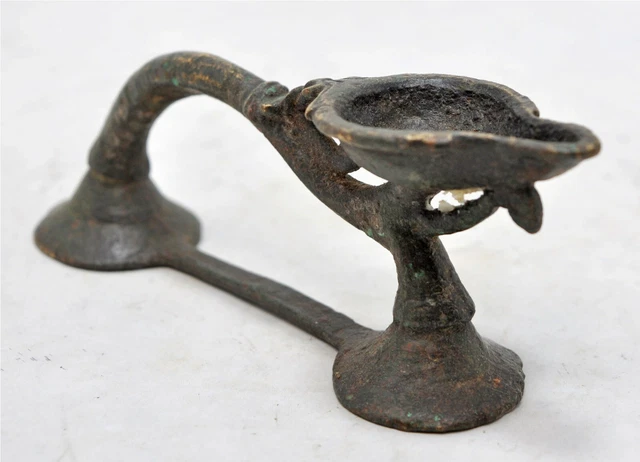 ANTIQUE BRASS TEMPLE Diya Aarti Light Stand Original Old Hand Crafted ...