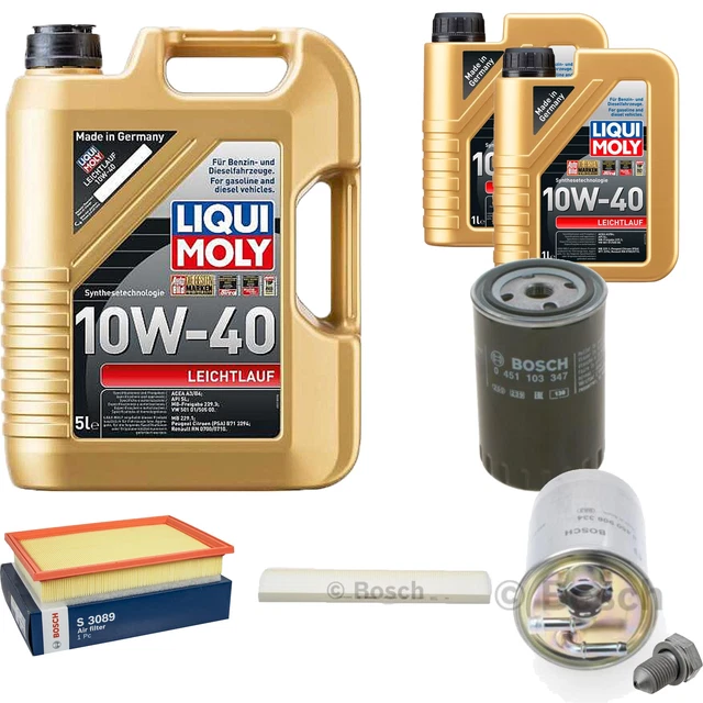 BOSCH INSPECTION SET 7L Huile Additif Liqui Moly Légèreté 10W-40 pour VW Sharan EUR 150,49 ...