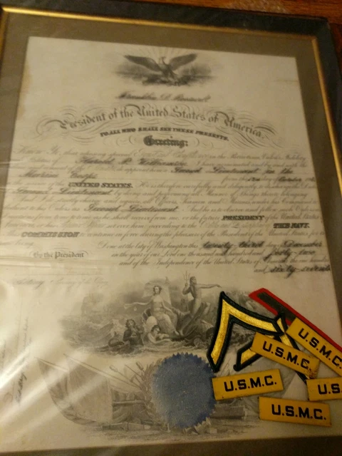 WWII USMC LIEUTENANT'S Commission. Guadalcanal. Iwo Jima, Tarawa. $70. ...