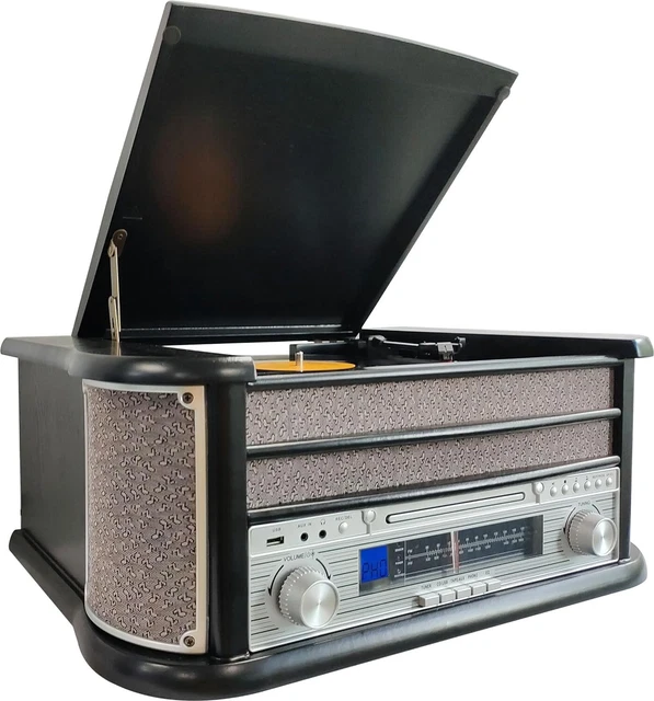 VINYL RECORD PLAYER with Speakers CD MP3 FM/AM Radio Cassette USB ...