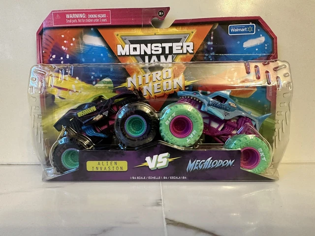 MONSTER JAM TRUCK ALIEN INVASION VS MEGALODON 1:64 Nitro Neon 2023 ...