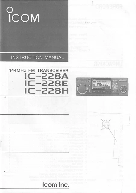 ICOM IC-228A/E/H INSTRUCTION Manual OriginalOEM with Schematic & Block ...
