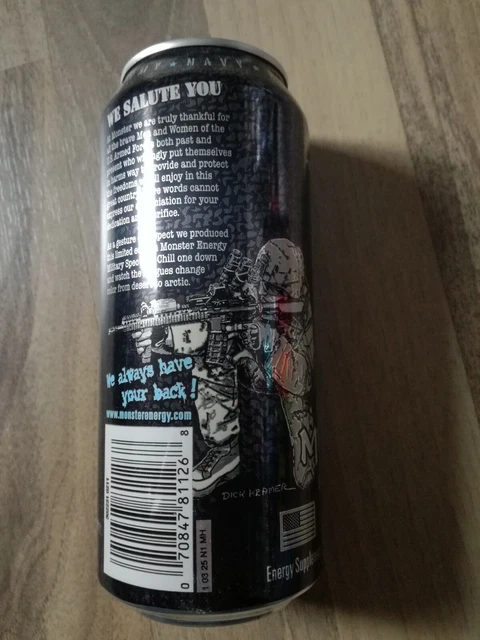 MONSTER CANS COLLECTION Energy Drink Dose leer Empty USA Air Force Navy ...