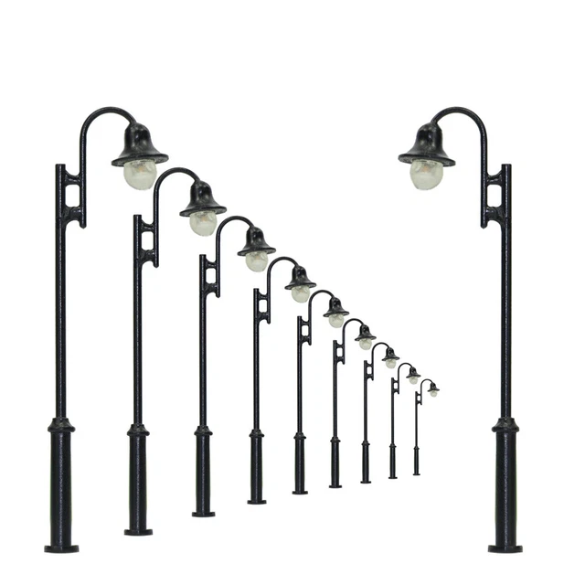 LYM29 10PCS MODEL Railway Lamp Post Street Lights OO HO Gauge 1:76 LEDs ...