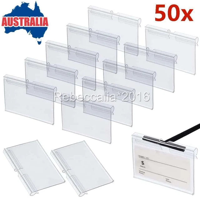 50X CLEAR PVC Plastic Price Tag Sign Label Display Holder Thickening ...