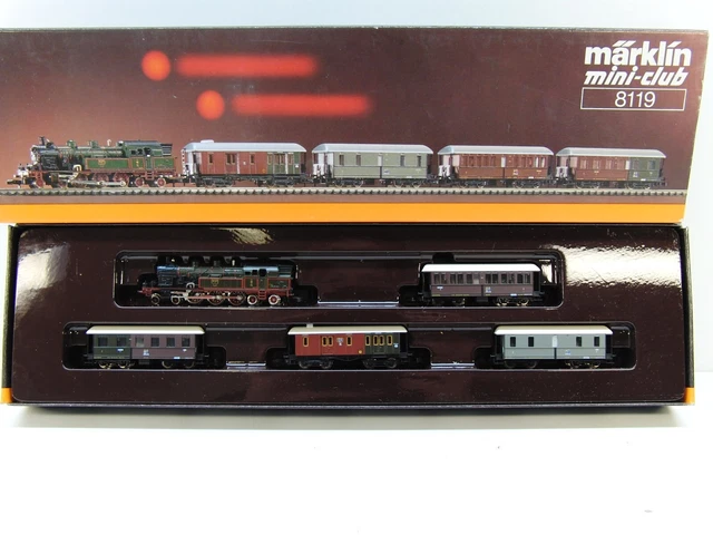 MÄRKLIN MINI-CLUB Z 8119 Zug-Set mit Dampflok, Licht, TOP in OVP ...