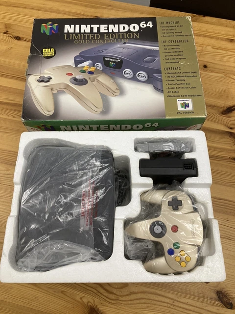 NINTENDO 64 CONSOLE Limited Edition Boxed Gold Controller Goldeneye Pal ...