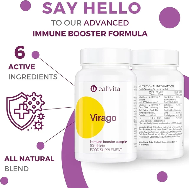 VIRAGO - LYSINE Cold Sore Treatment - Vegan Immunity Booster with L ...
