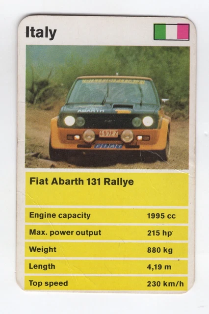 TOP TRUMPS RALLY car. Fiat Abarth 131 Rallye EUR 3,11 - PicClick FR
