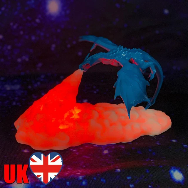 3D PRINTED DESK Lamp USB Charge Fire/Ice Dragon Atmosphere Light for ...