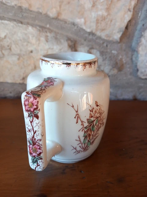 RARE ANCIEN POT à lait K&G Lunéville terre de fer Polychrome décor ...