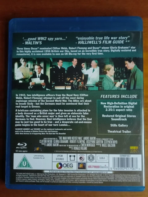 THE MAN WHO Never Was blu ray. Operation Mincemeat story. RARE. Clifton ...