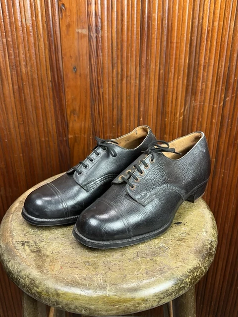 CC41 1940S WW2 Women’s Toe Capped Black Leather Shoes Vintage 6 ...