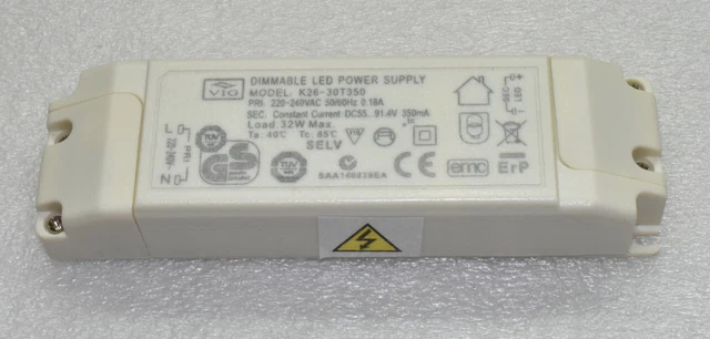 VIG K26-30T350 LED Driver Trafo Transformator DC 55..91V 350 mA 32 Watt ...