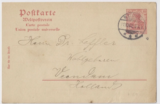 DR GANZSACHE GERMANIA 10 Pf. Ratibor Racibórz Oberschlesien 1902 ...