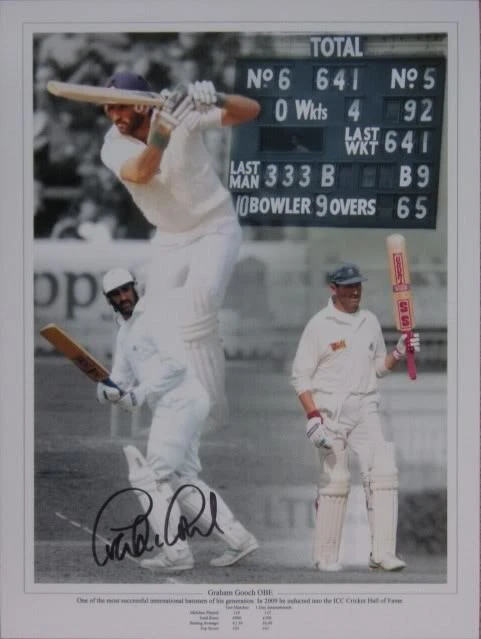 GRAHAM GOOCH SIGNED England Cricketer Essex Batsman 16" x 12" Montage ...