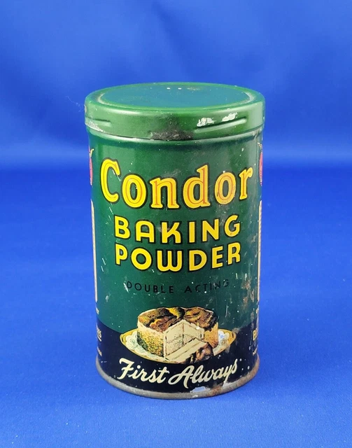 VINTAGE CONDOR BAKING Powder Tin Can 1 pound Boudrias & Frères Montreal ...