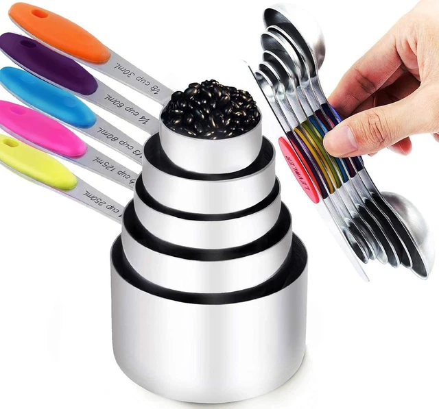 MEASURING CUPS AND Magnetic Measuring Spoons Set, Stainless Steel ...