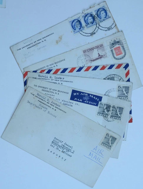 CANADA 5X FREDERICTON NEW BRUNSWICK COVERS 1960's STAMPS LETTERS POSTAL ...