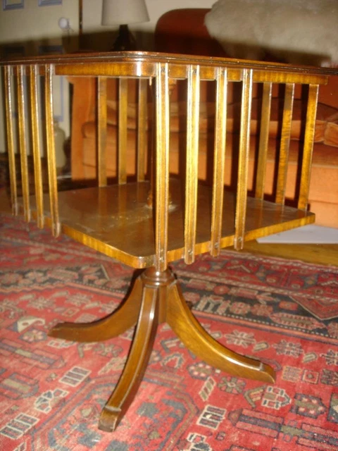 ANTIQUE STYLE REVOLVING library bookcase table leather Edwardian ...