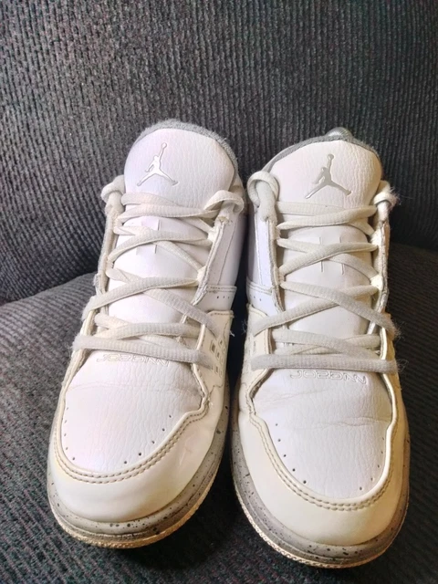 BASKETS NIKE SHOES Youth 5.5Y/W7 Air Jordan 1 Flight Low blanc gris ...