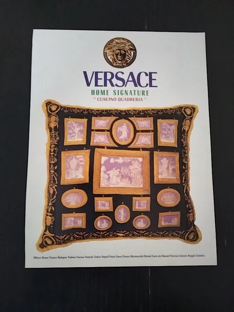 1994 GIANNI VERSACE Home Signature Cuscino Quadreria Vintage Ad Pub EUR ...