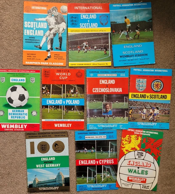 1970'S ENGLAND FOOTBALL MATCHDAY PROGRAMMES - JOB LOT X 10 £5.92 ...