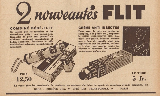 Y8861 CRÉME ANTI-INSECTES Flit - Publicité D'Époque - 1933 Old Mural ...