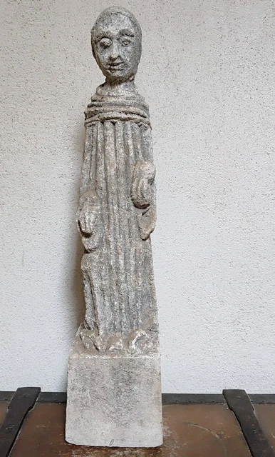 STATUE RELIGIEUSE EN pierre XVIIe ? Saint Jean ? 17th stone h : 58 cm ...