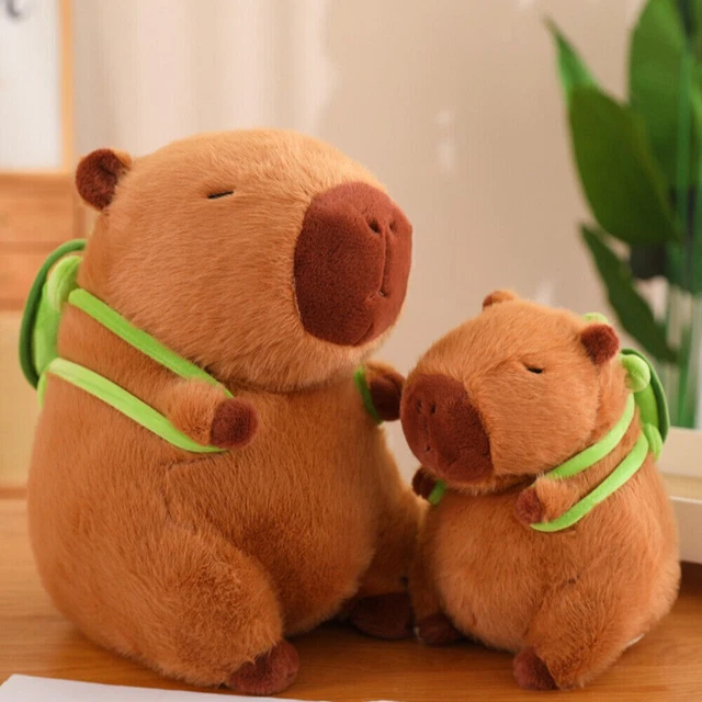 23CM 33CM CAPYBARA with Green Turtle Backpack Plush Toys Soft Stuffed ...