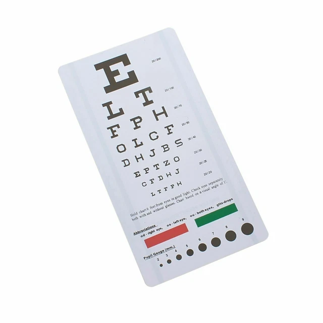 SNELLEN POCKET EYE Chart Wall Chart for Visual Acuity - AsaTechmed £4. ...