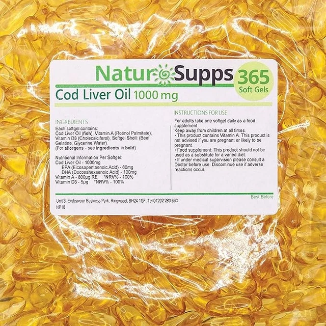 COD LIVER OIL Capsules High Strength 1000mg, 365 Omega 3 Softgels, EPA ...