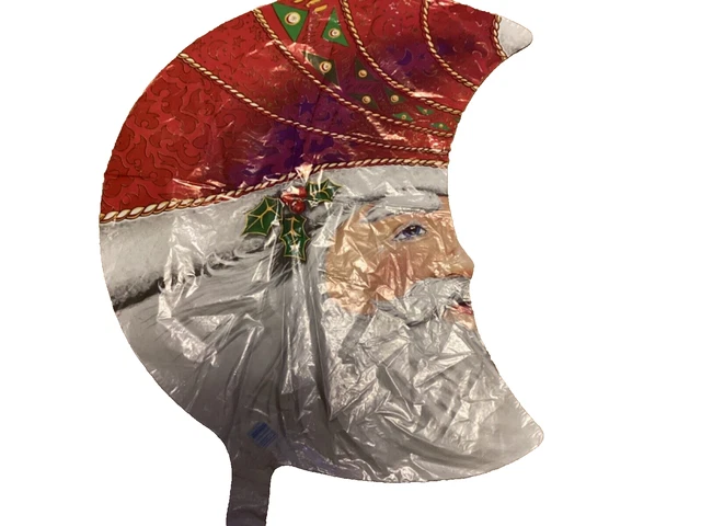 VINTAGE MOON SHAPED Santa head Christmas FOIL BALLOON #03925 - B25 £4. ...