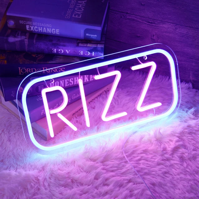 USB LED NEON Sign Lights RIZZ Hanging Wall Decor Bar Game Room Party ...
