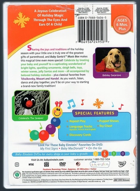DISNEY - BABY Einstein 3 DVD Lot Baby: Santa Music Box, Baby ...