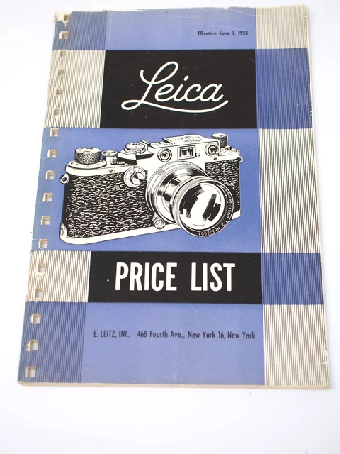 LEICA PRICE LIST - 1st June 1953 E.Leitz New York £12.99 - PicClick UK