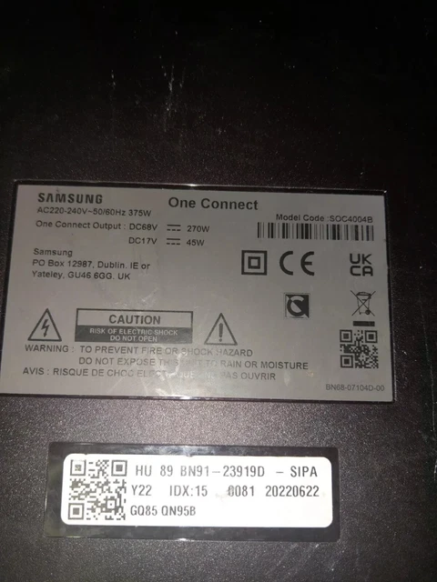 SAMSUNG ONE CONNECT Box SOC4004B 2022 GQ85 QN95B QE85QN95B 85" QLED ...