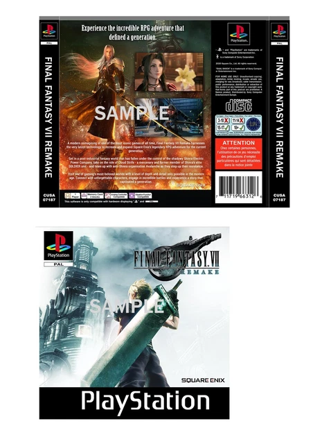 FINAL FANTASY VII Remake 7 PlayStation PS1 Style Inlay Covers Front ...