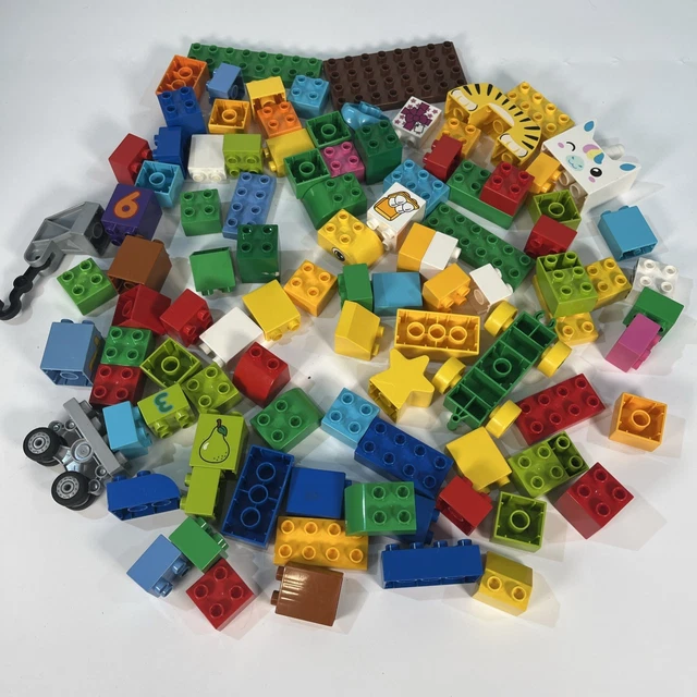 LEGO DUPLO 1KG Mixed Bricks Bundle Shapes Colors w/ Small Base Plate ...