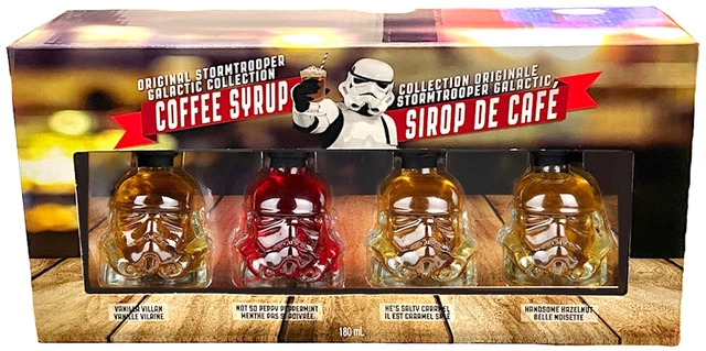 4 COFFEE SYRUP Glass Bottle Collection Box Set : Star Wars Stormtrooper ...