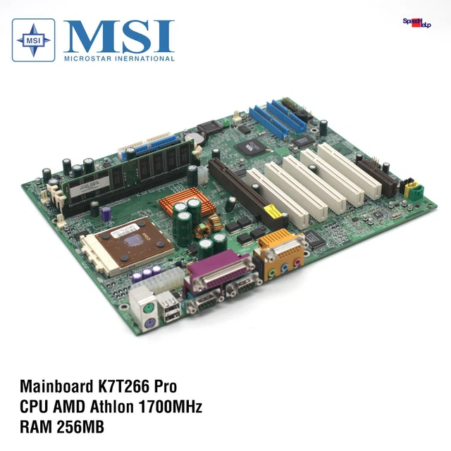 MSI K7T266 PRO Matherboard Computer With CPU AMD Athlon 1700MHZ RAM 256 ...